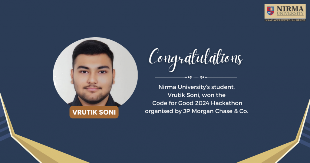 Nirma University Student Wins at Code for Good 2024 Hackathon