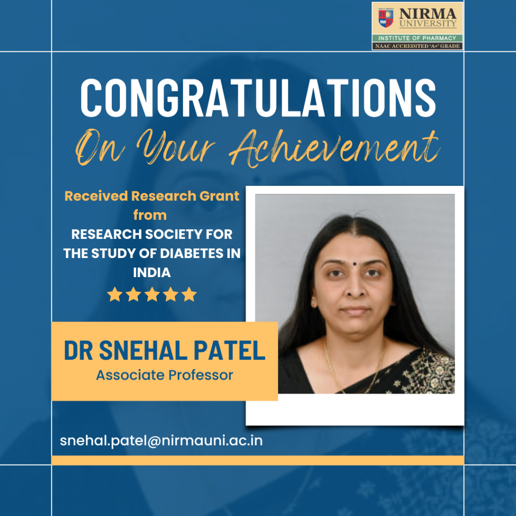 Faculty Achievement - Prestigious Research Grant - Institute of Pharmacy