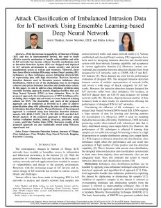 Attack Classification of Imbalanced Intrusion Data for IoT network Using Ensemble Learning-based ...