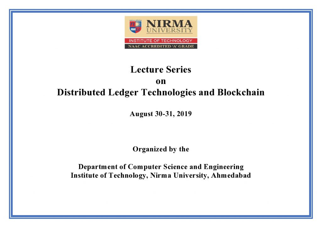 Lecture Series on Distributed Ledger Technologies and Blockchain - Computer Science and Engineering