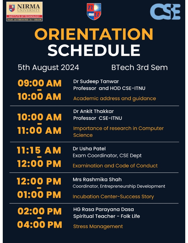 B.Tech CSE Semester 3 Orientation Programme - Computer Science and Engineering